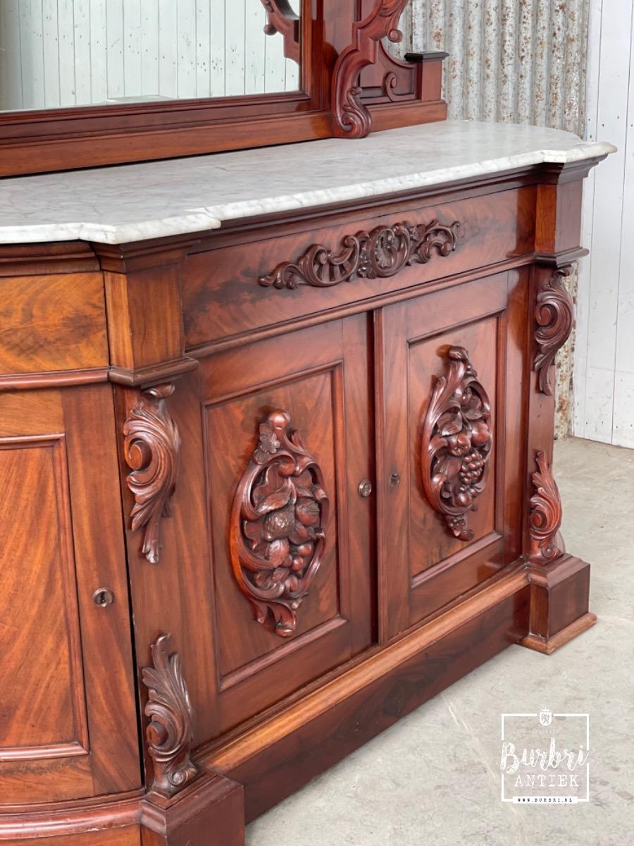 Antiek Antieke kast marmerblad mahoniehout wandkast - Antieke kasten ...